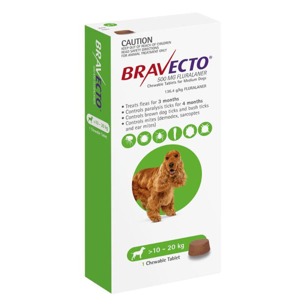 3 Month Bravecto Chew for Medium Dogs Green FREE GIFT WITH PURCHASE ...